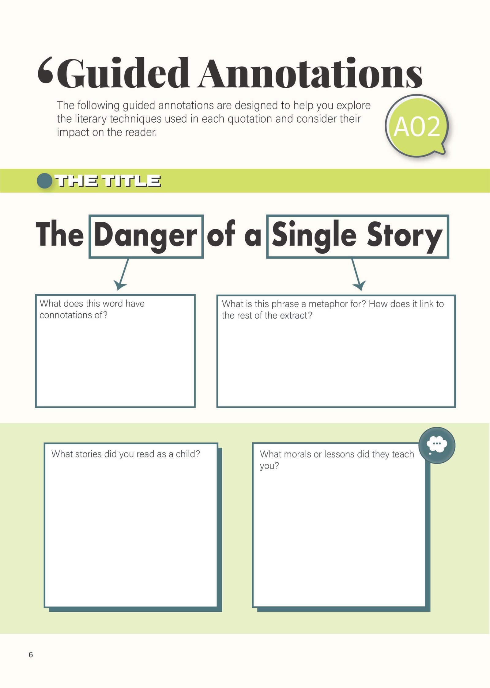The Danger of a Single Story | Free iGCSE Revision Workbook