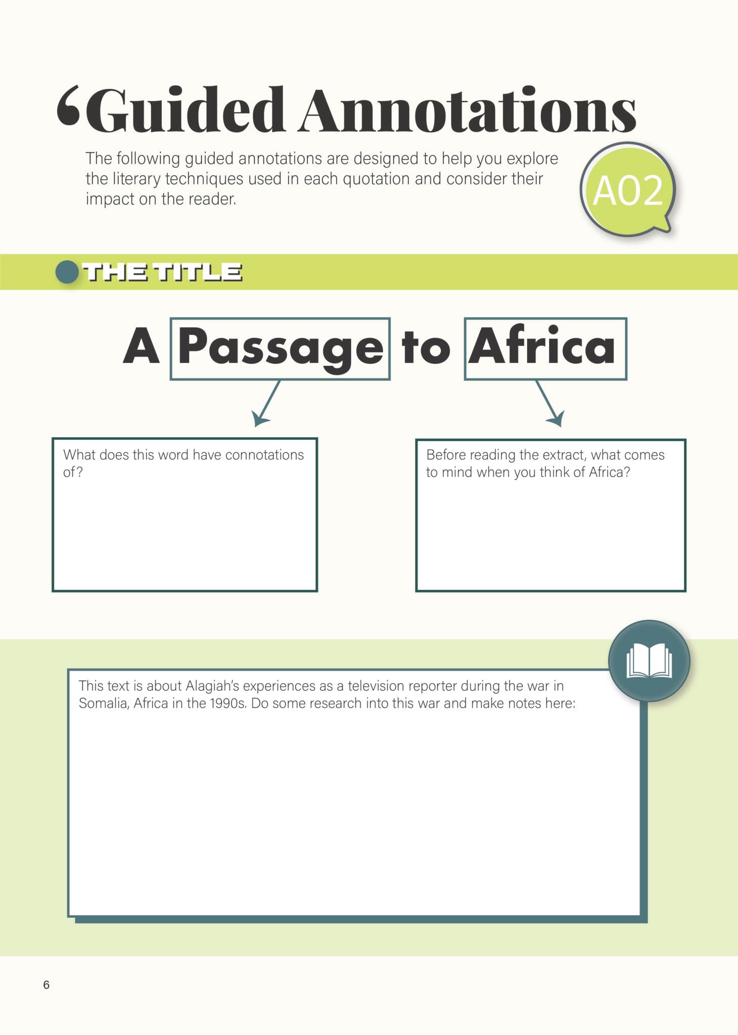 A Passage to Africa | iGCSE English Language Revision Workbook